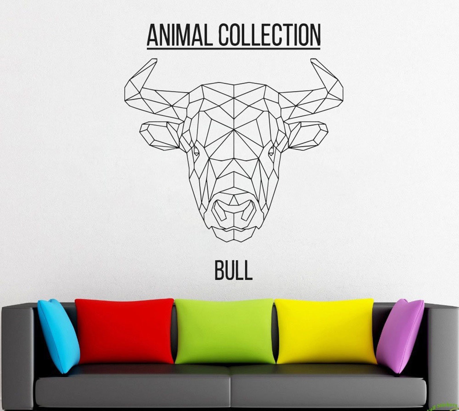 Bull Geometry, Shapes, Animals, Car Stickers, Triangles, Lines Wall ...