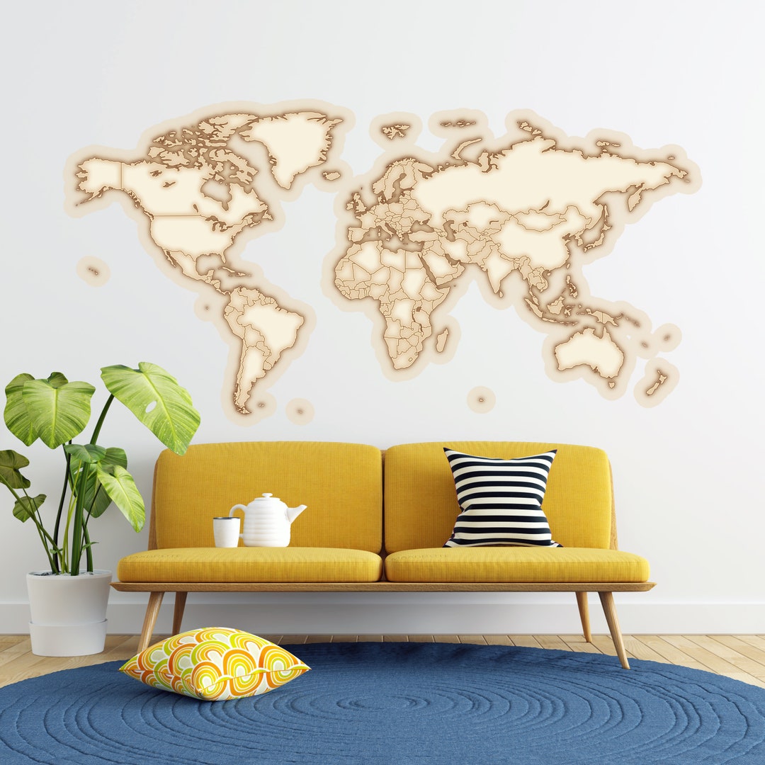 Watercolor World Map Wall Decal | World Map Wall Sticker | World Map ...