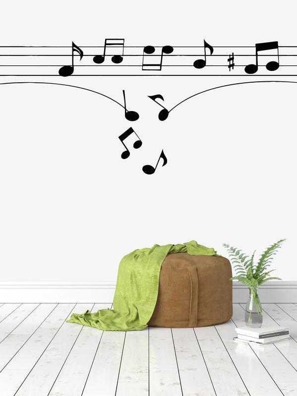 Music Notes Wall Decal Music Wall Decor Music Instrument Wall | Etsy