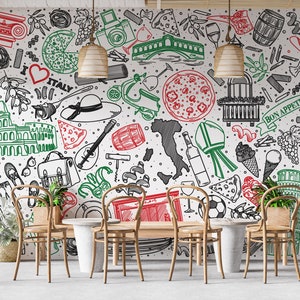 Italian Restaurant Wall Graphics Peel and Stick Wallpaper Pizza ...