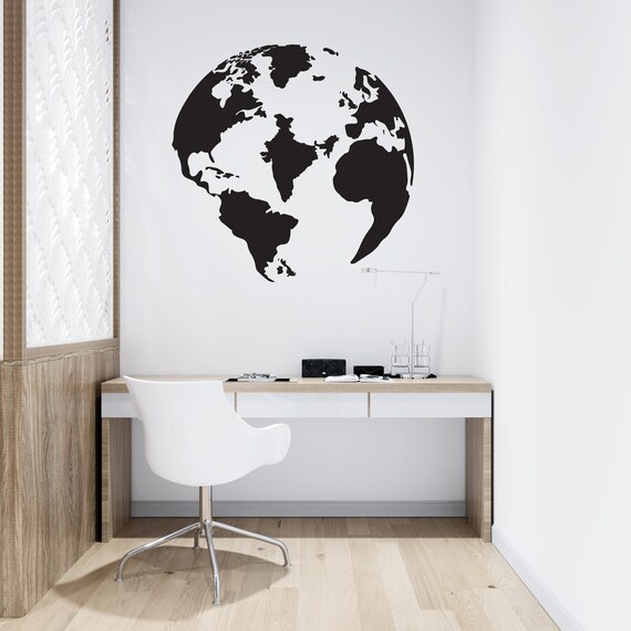 World Map Wall Decal World Map Wall Sticker World Map Wall | Etsy