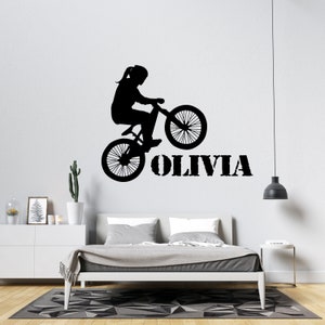 Personalized Girl Name BMX Bike Wall Decal Bicycle Wall Sticker Bike ...
