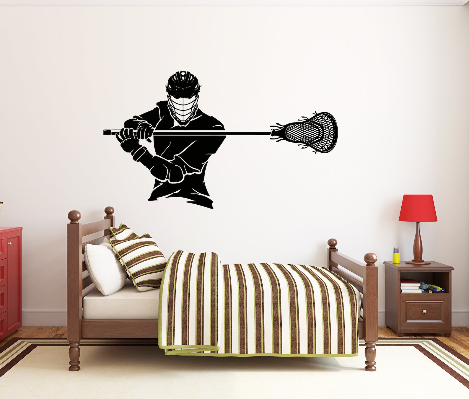 Lacrosse Wall Decal Lacrosse Wall Decor Custom Name - Etsy