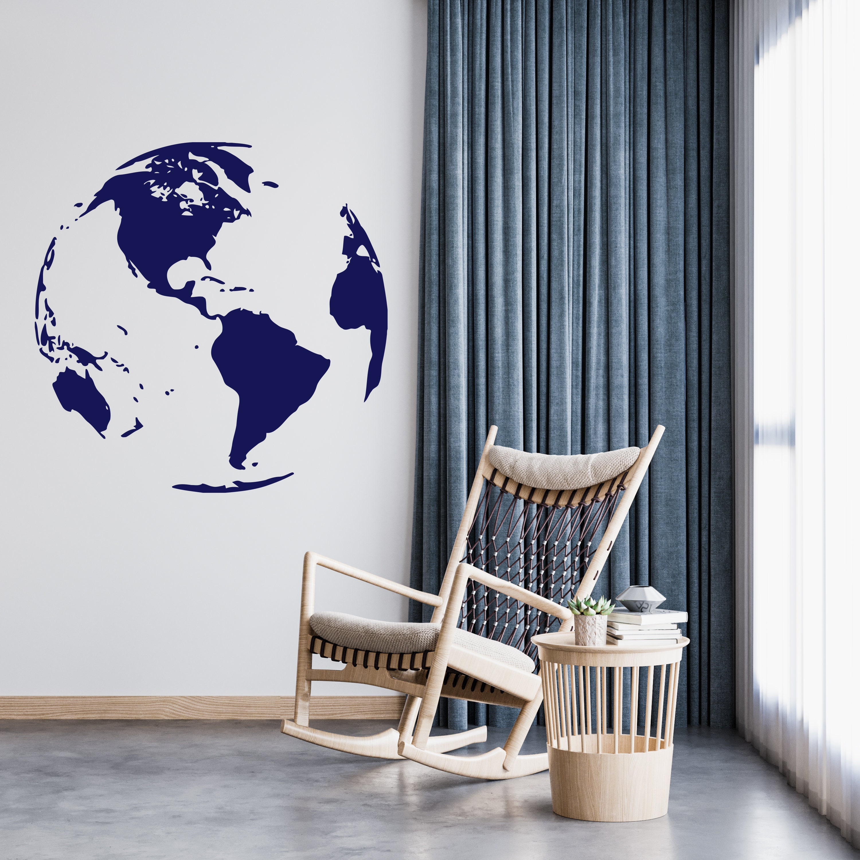 Planet Earth Wall Decal: Removable Vinyl Globe Map Decor T428 - Etsy