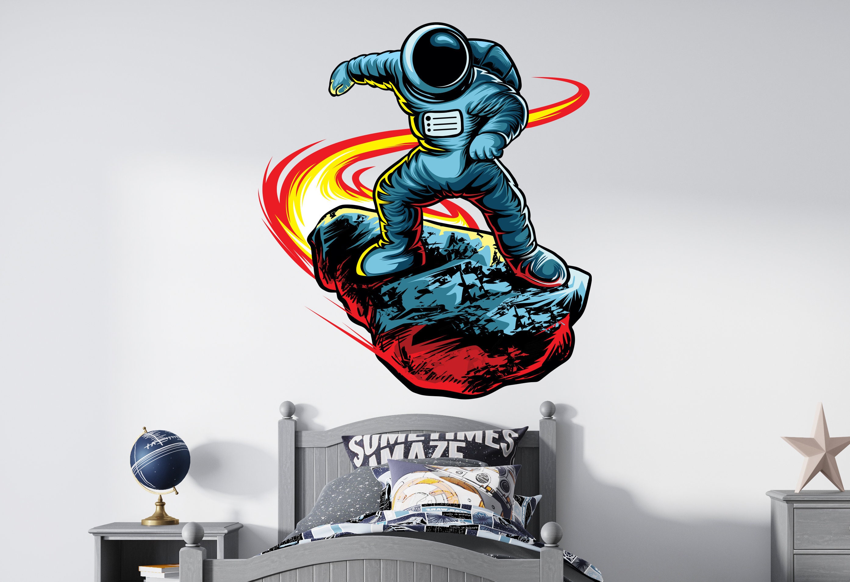 Astronaut Wall Decal Outer Space Wall Decor for Kids Bedroom | Etsy