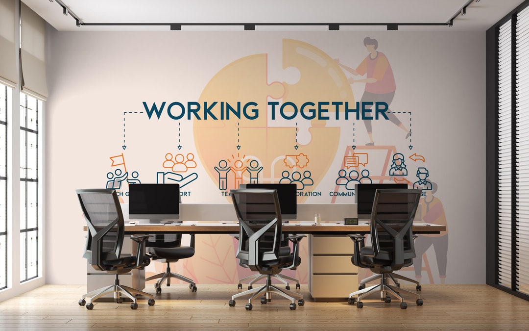 Office Wallpaper Core Values Wall Graphics Peel and Stick Teamwork ...