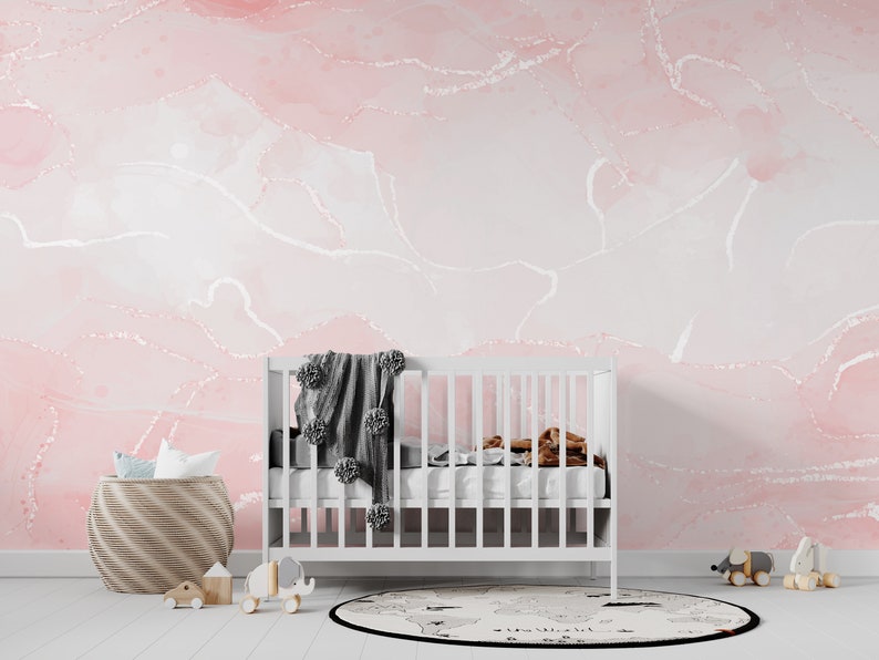 Pink Marble Peel and Stick Wallpaper Pink Wall Mural Self - Etsy