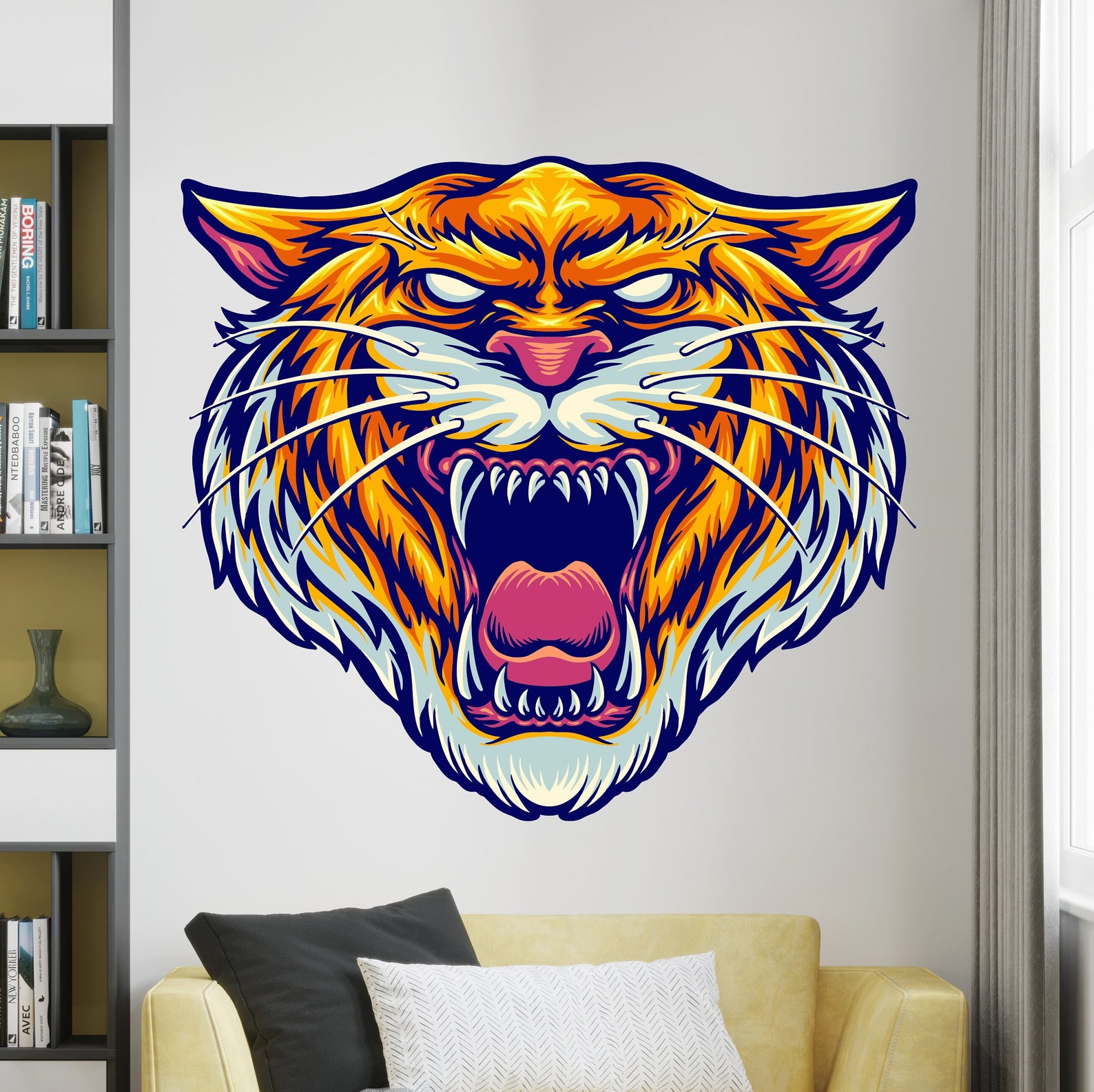 Tiger Wall Decal Tiger Head Wall Sticker Tiger Wall Decor - Etsy