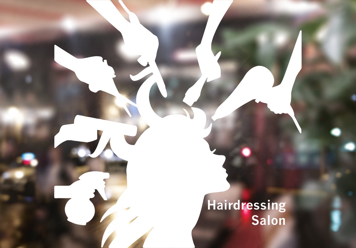 Hair Salon Wall Window Decal Sticker Hair Stylist Hair Tools | Etsy