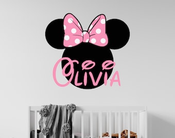 Personalized Name Wall Decal Minnie Mouse Wall Decal Custom Name Wall ...