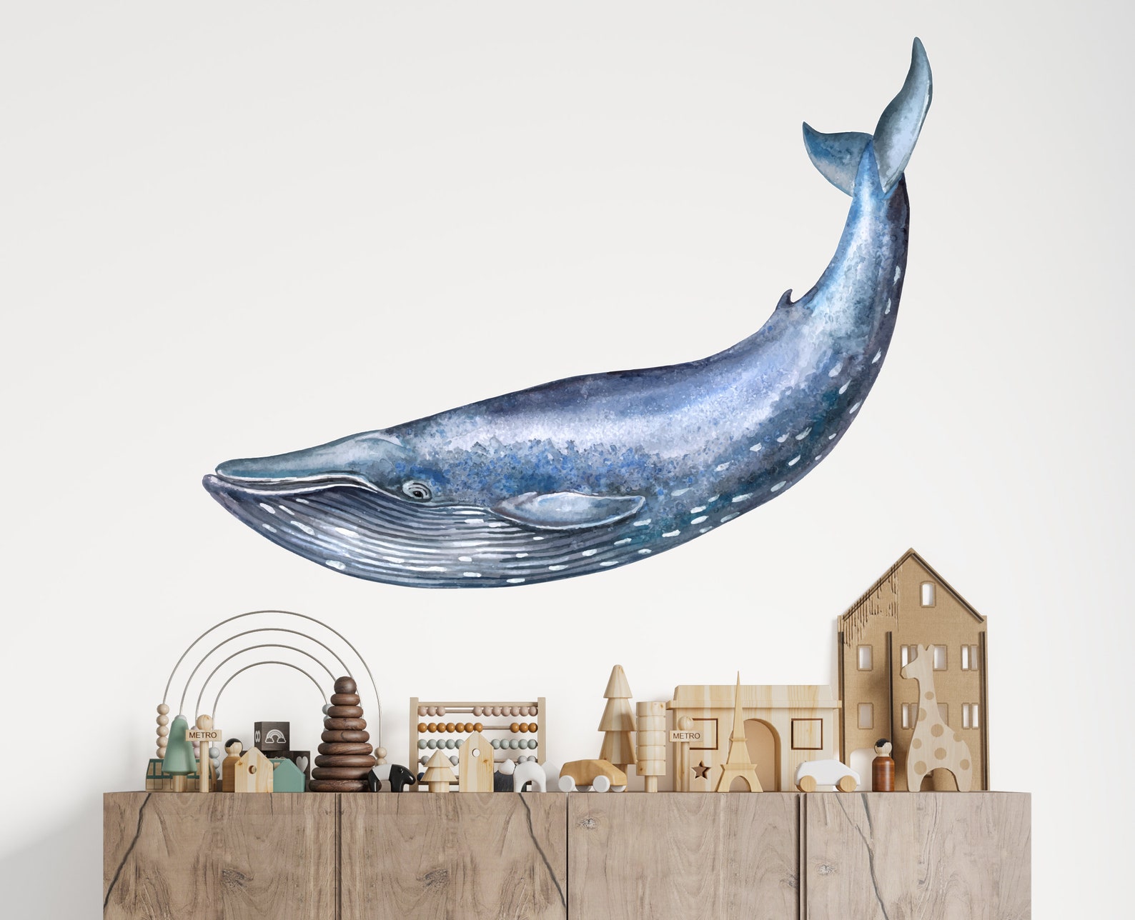 Watercolor Whale Wall Decal Nautical Nursery Wall Decor Under - Etsy UK
