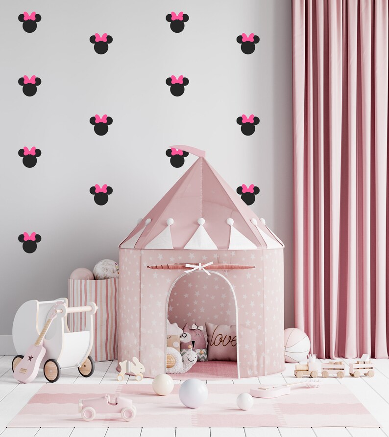 Minnie Mouse Wall Decal 150 Pc Set Minnie Mouse Head With - Etsy