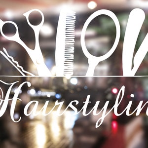 Hair Salon Decal Hair Tools Wall Sticker Hair Stylist Scissors Barber ...