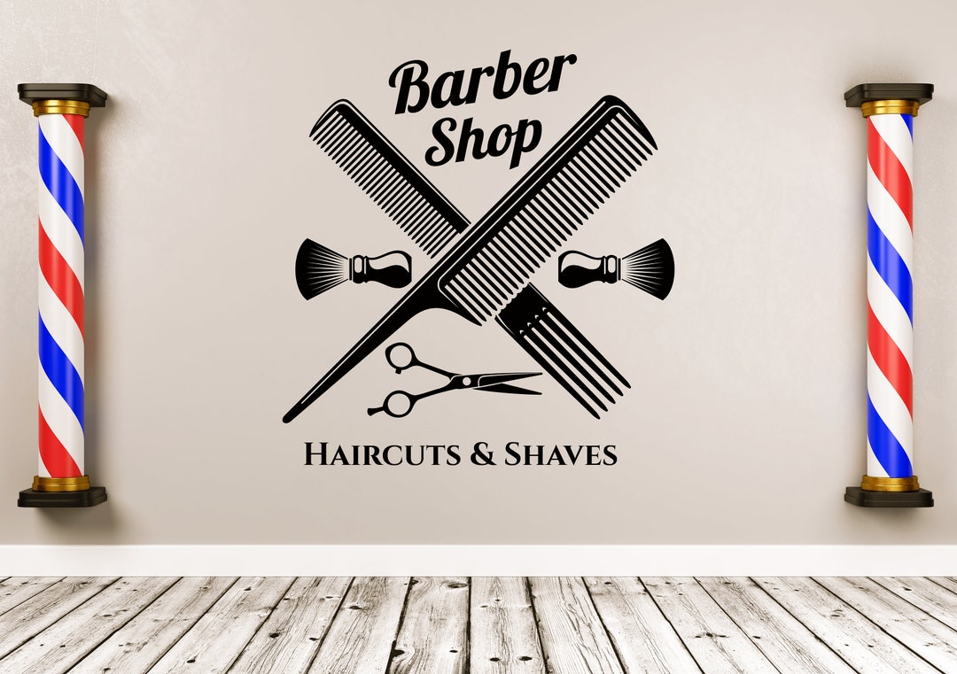 Trim Masters Barber Shop Wall Decal | Haircuts & Shaves Vinyl Wall Art ...
