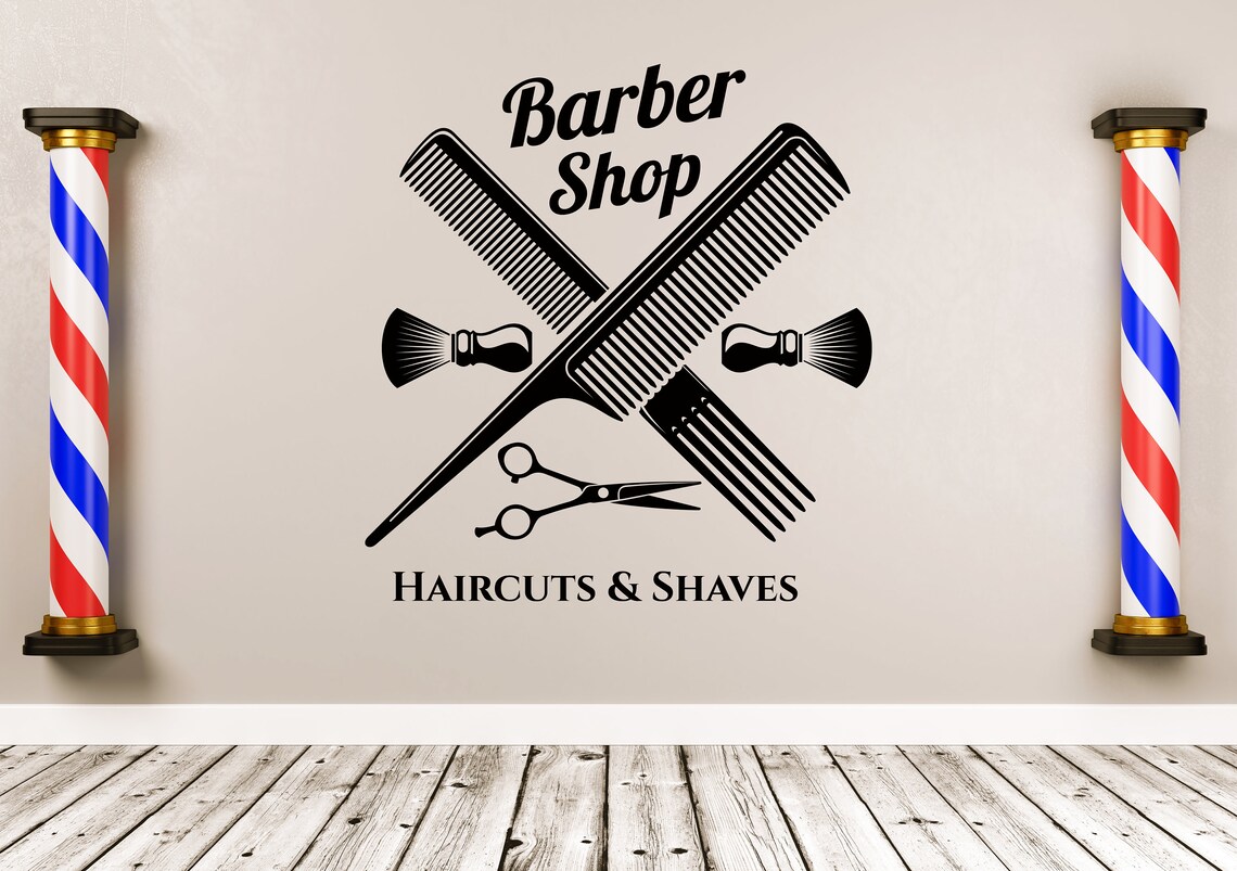 Barber Shop Wall Decal Barber Shop Wall Sticker Barber - Etsy