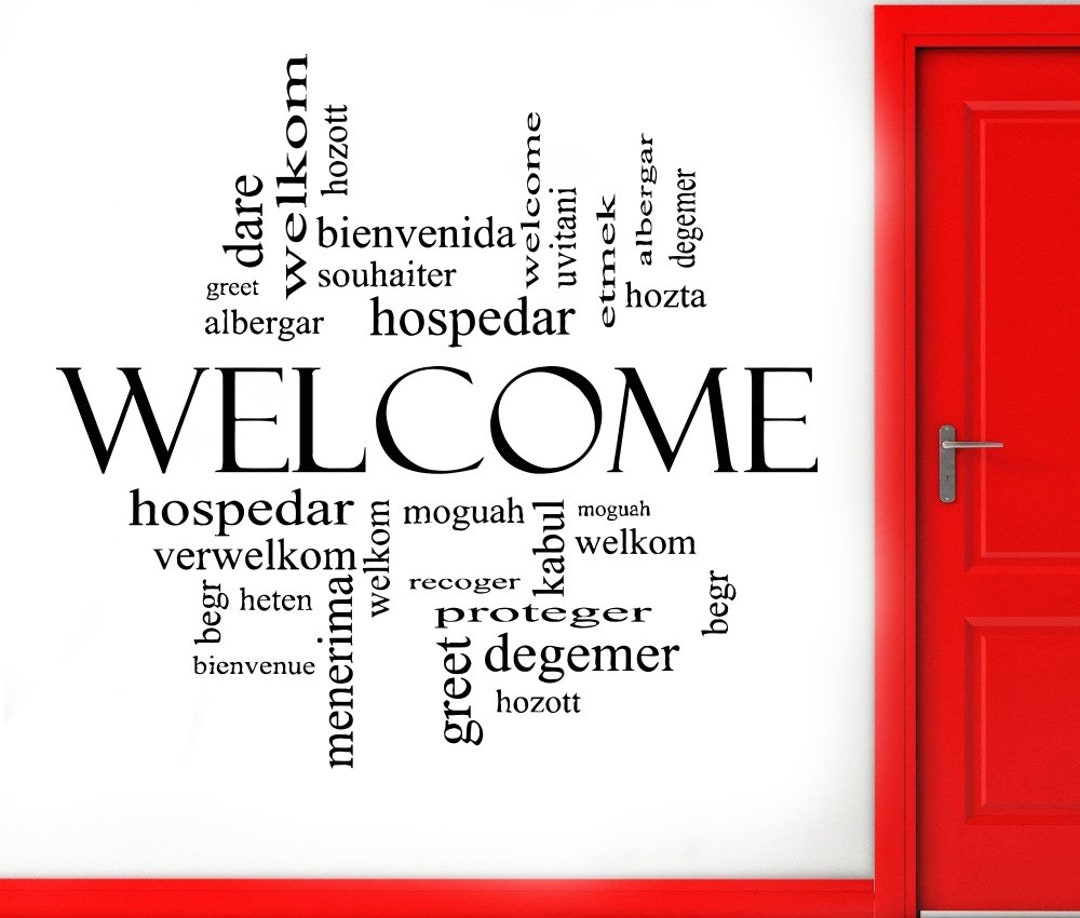 Polyglot Welcome Vinyl Wall Decal | Multilingual Quote Sticker ...