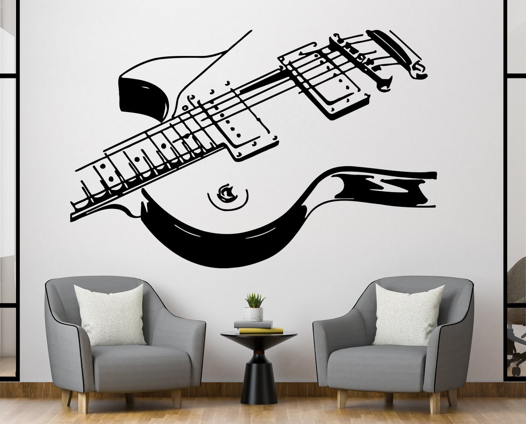 Guitar Wall Decal: Music Room Decor, Instrument Art 5171 - Etsy