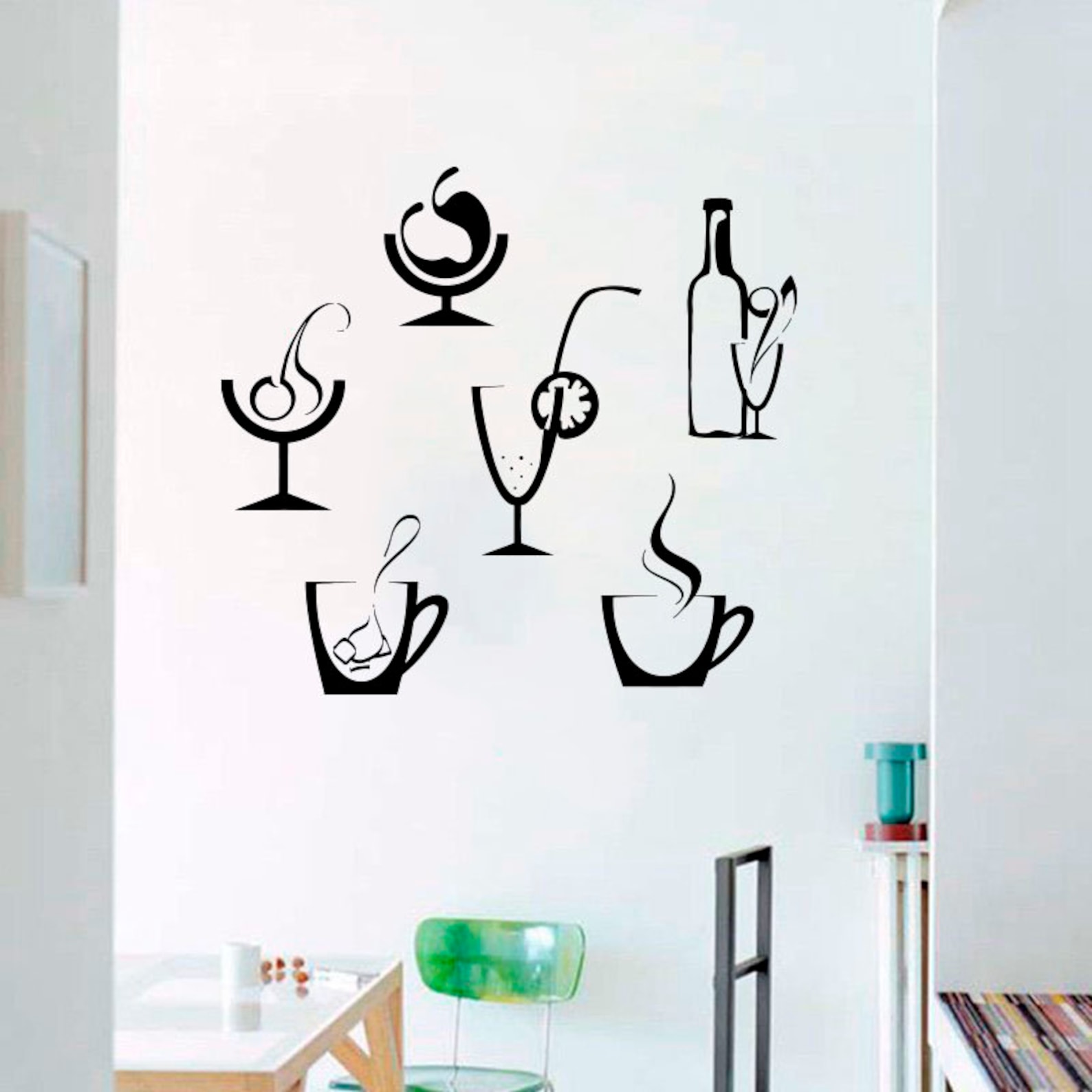 Drinks Decor, Alcohol, Glasses, Bottle,food, Wall Decal Window Sticker ...