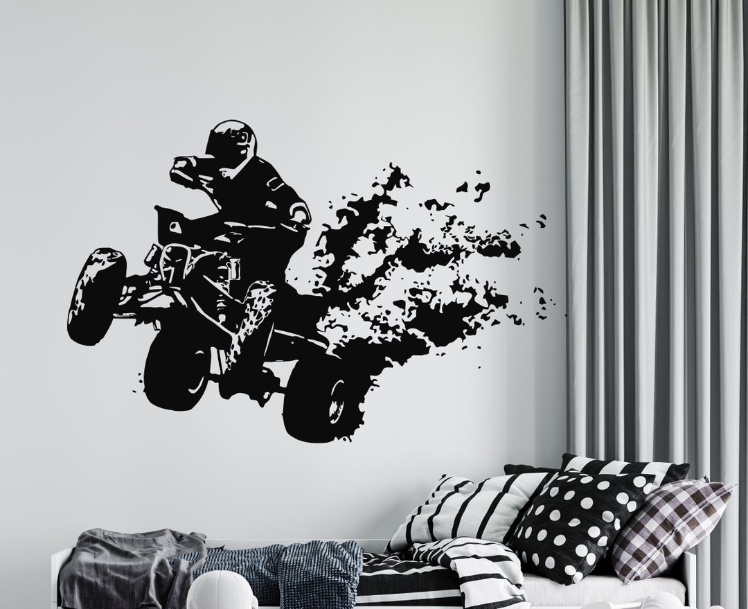 ATV Rider Wall Calcomanía Quad Bike Wall Sticker 4 Wheeler Decoración ...