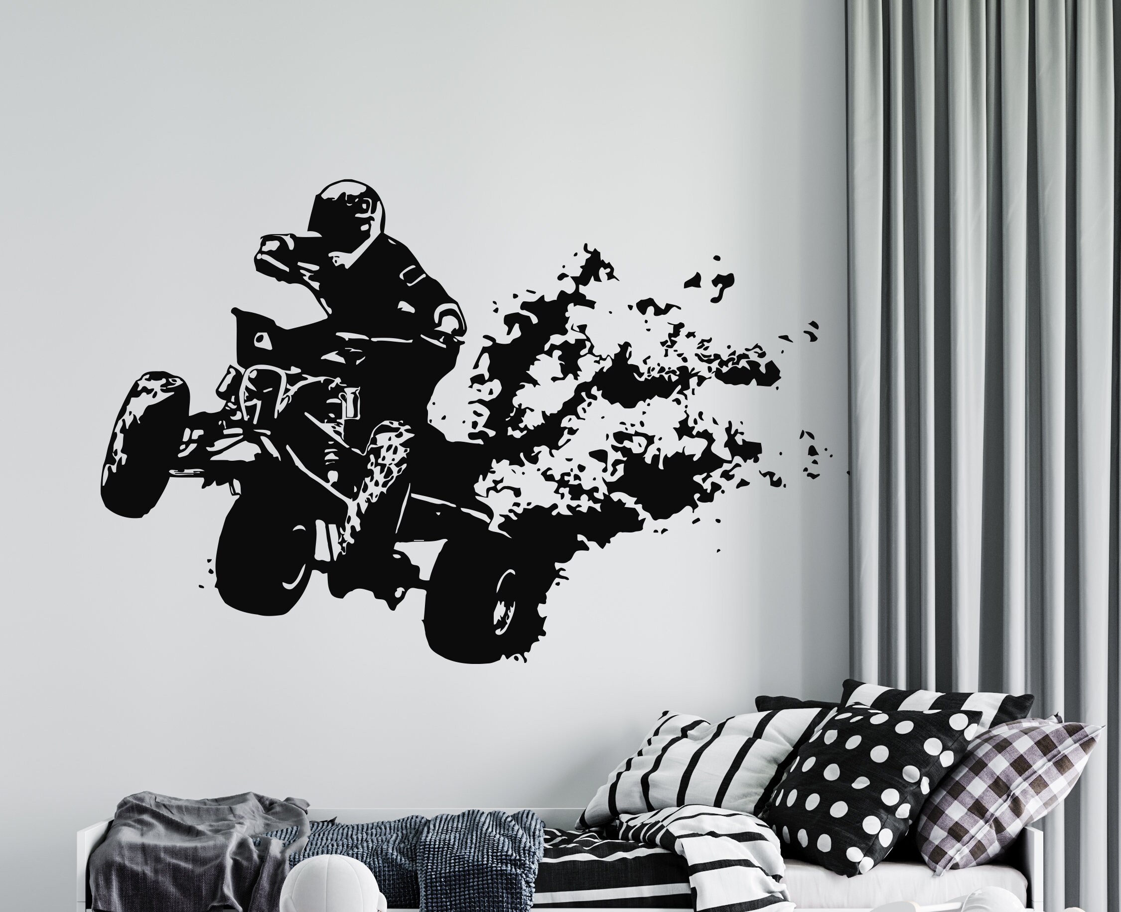 ATV Rider Wall Decal Quad Bike Wall Sticker 4 Wheeler Wall - Etsy