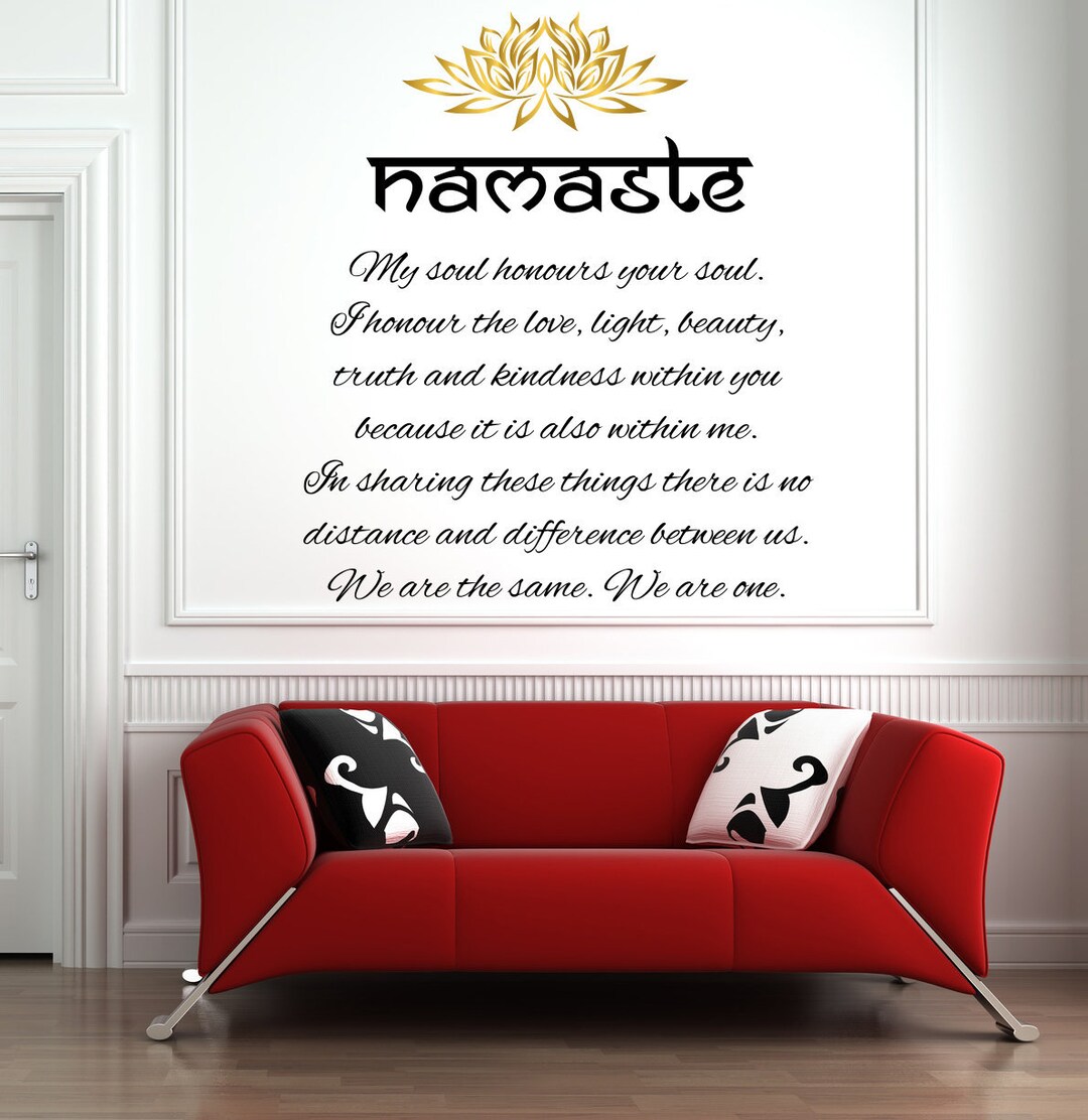 Namaste Lotus Quote Wall Decal | Lotus Flower Wall Decal | Namaste Wall ...