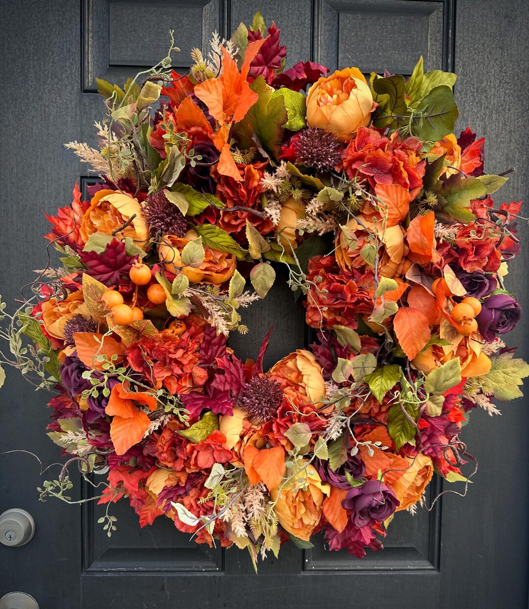 Lush Cottage Wreath for Fall W Peonies and Hydrangeas? Wreath for Front ...