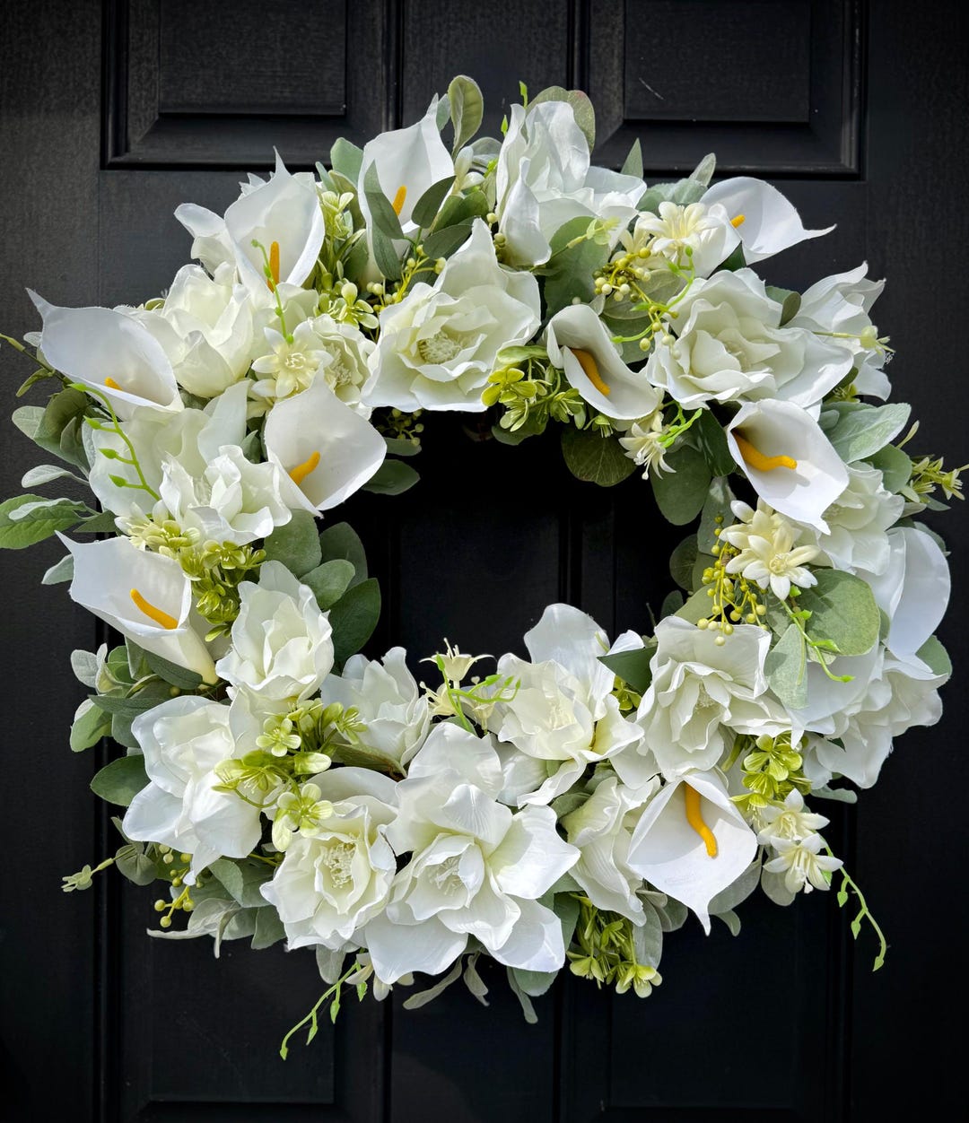 White Calla Lily Wedding Wreath: Elegant Floral Door Decor - Etsy