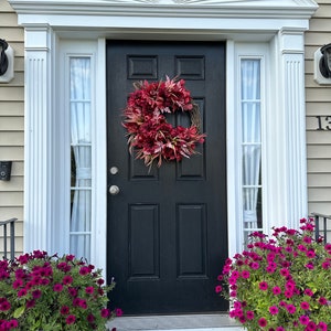 Fall Wreath for Front Door With Red Apples, Flowers, Indoor/ Outdoor ...