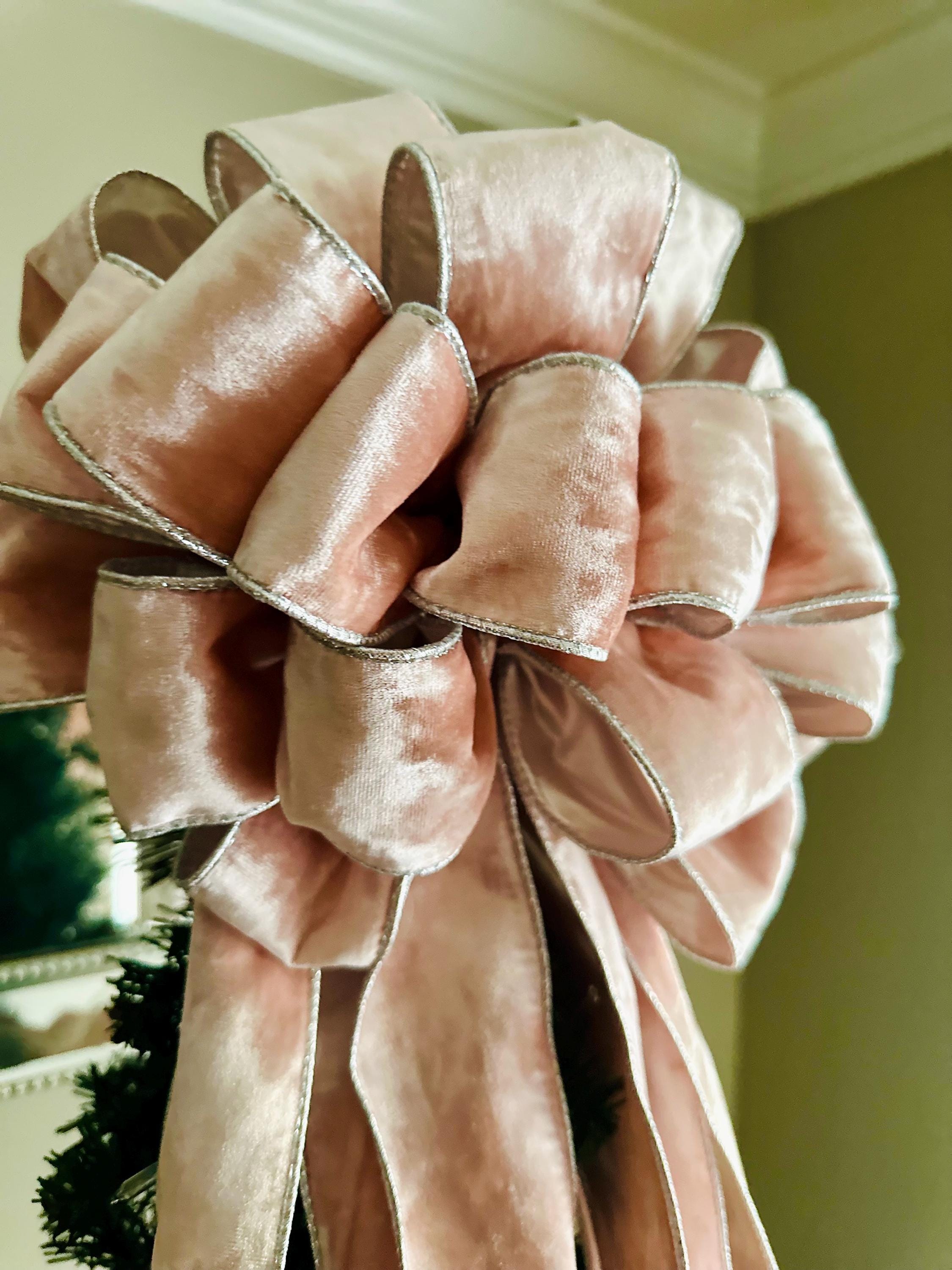 Designer Pink Velvet Bow for Christmas, Tree Topper, Mantle ...