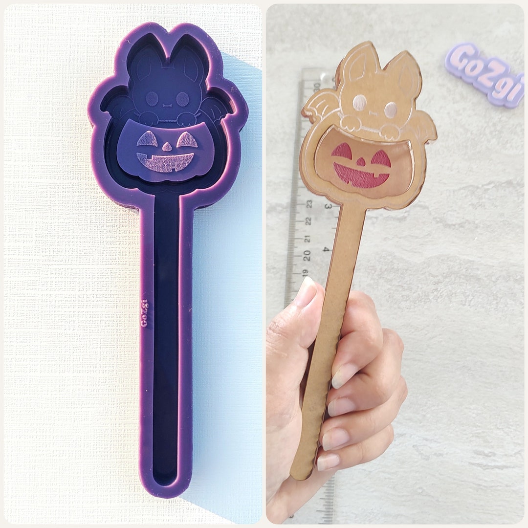 Magic Bat in Pumpkin Wand Shaker Silicone Mold 7 Inch for Resin Kawaii ...