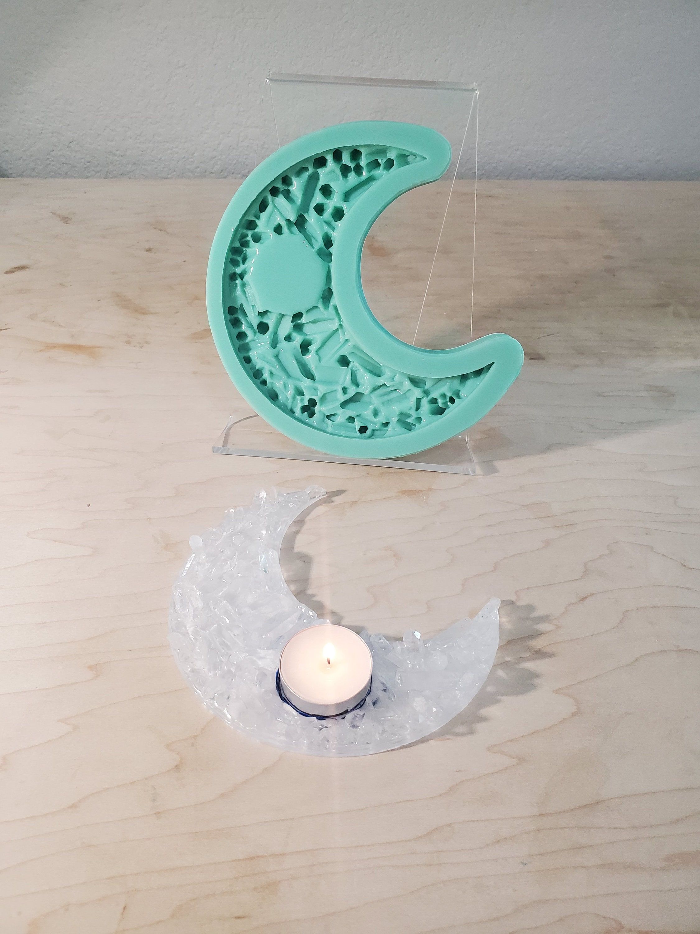 Crystal Moon Candle Holder 6 Inch Spritual Stand Tealight Holder Tray ...