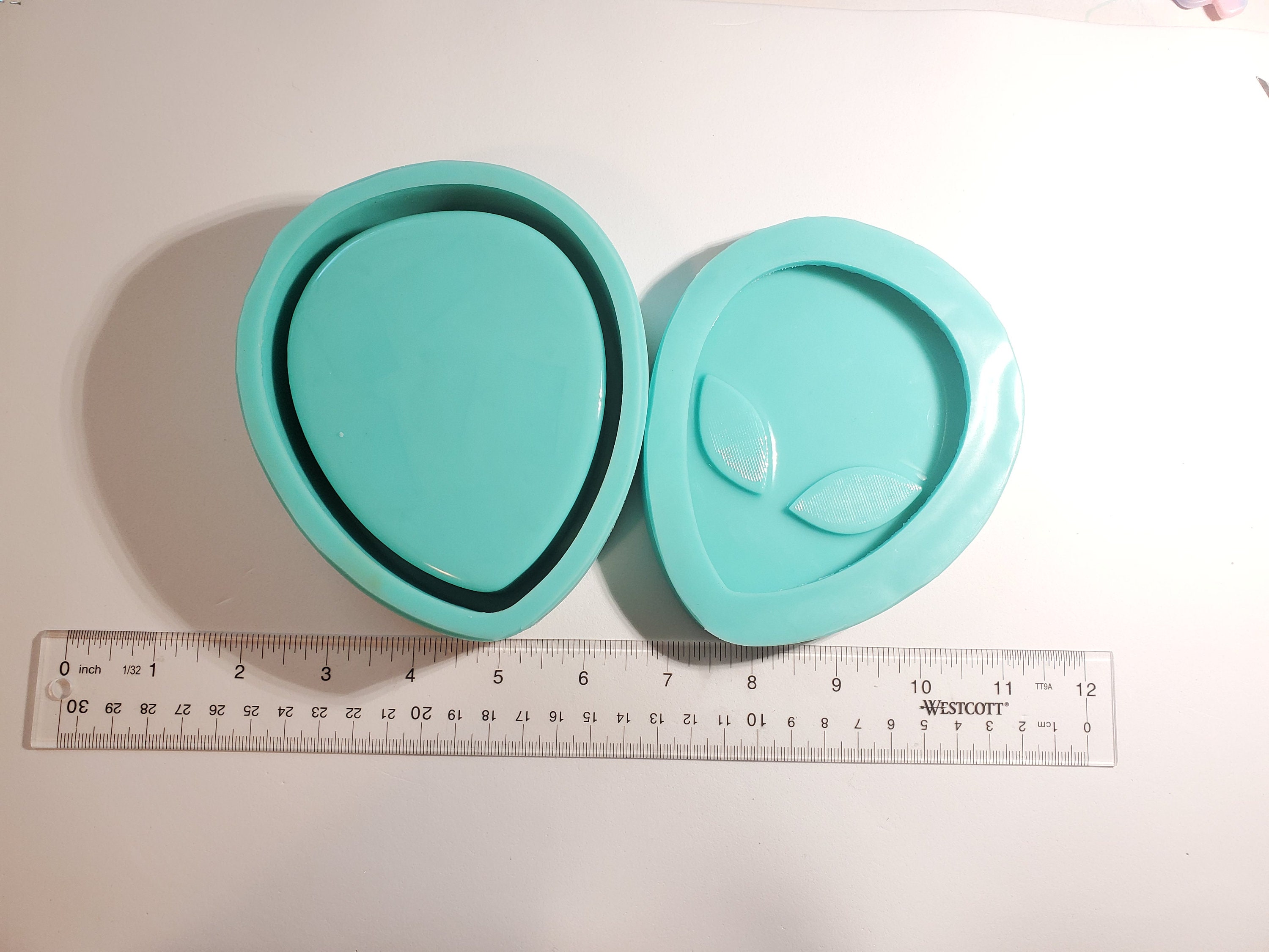 Alien Jewelry Box 3 Parts UFO Storage Unit Slide in Lid Top Alien Head ...