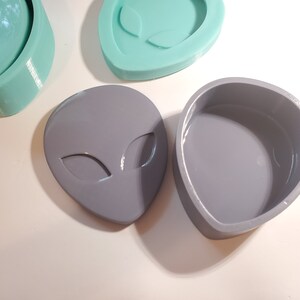 Alien Jewelry Box 3 Parts UFO Storage Unit Slide in Lid Top Alien Head ...