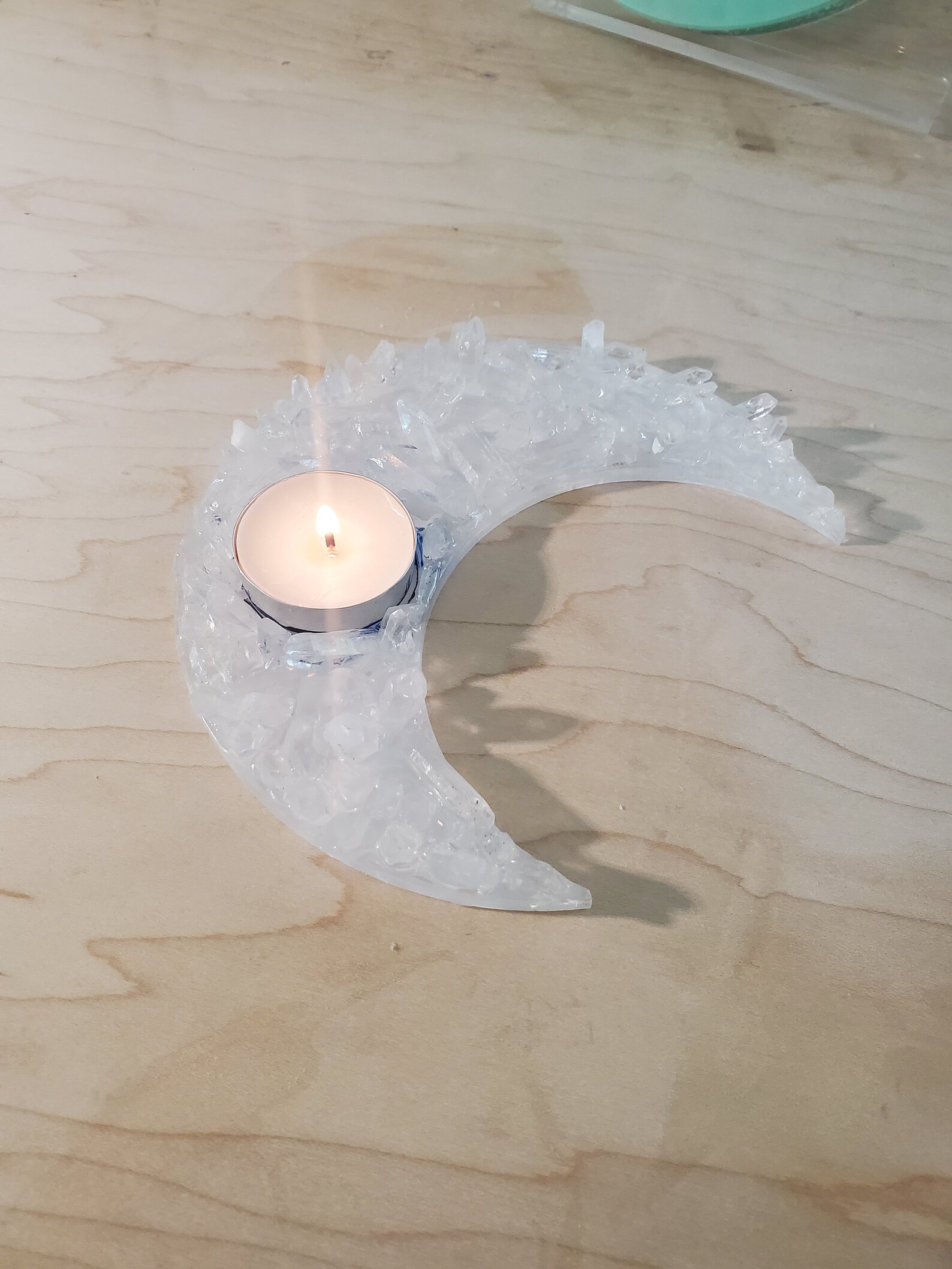 Crystal Moon Candle Holder 6 Inch Spritual Stand Tealight Holder Tray ...