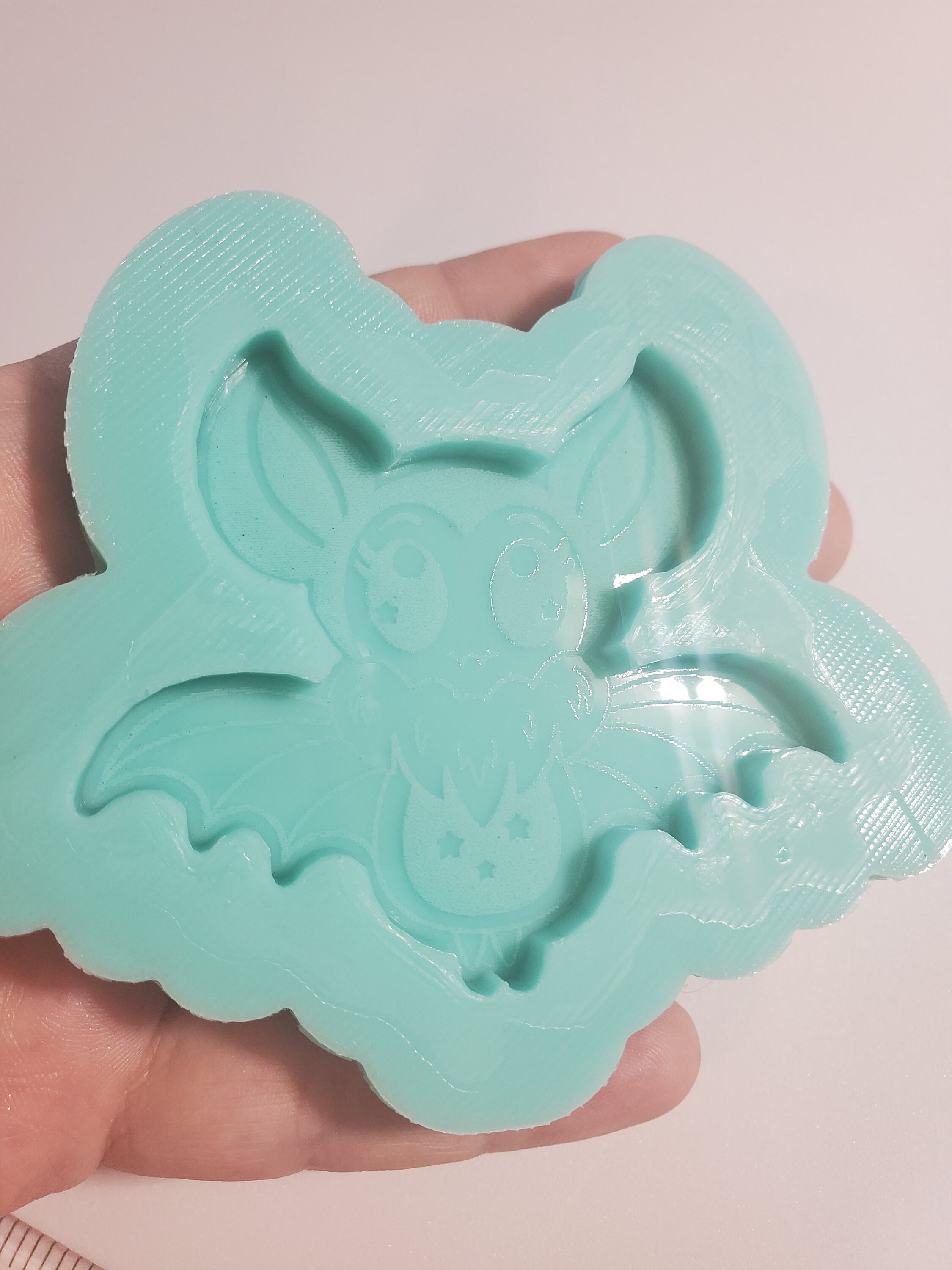 Kawaii Bat Silicone Mold 2.5 in and 1/4 Inch Thick Flat Jewelery Making ...