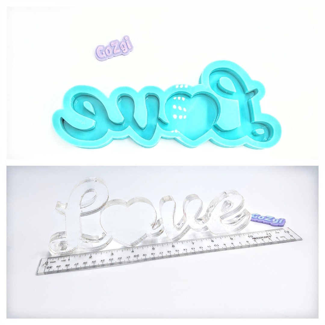 LOVE Shelf Text Word 10 Inch About 3/4 Inch Thick Wall Decor Shiny ...