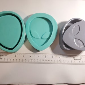 Alien Jewelry Box 3 Parts UFO Storage Unit Slide in Lid Top Alien Head ...