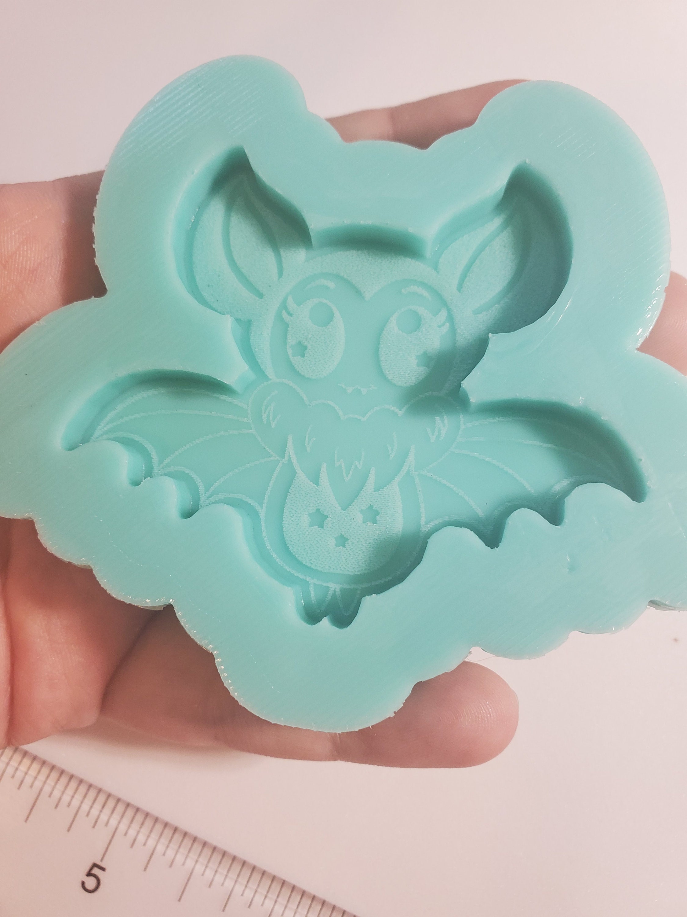 Kawaii Bat Silicone Mold 2.5 in and 1/4 Inch Thick Flat Jewelery Making ...