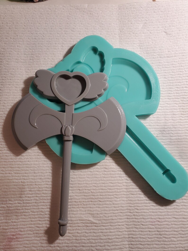 Magical Girl Weapon Axe Wand Big Heart Wings Shaker Silicone - Etsy