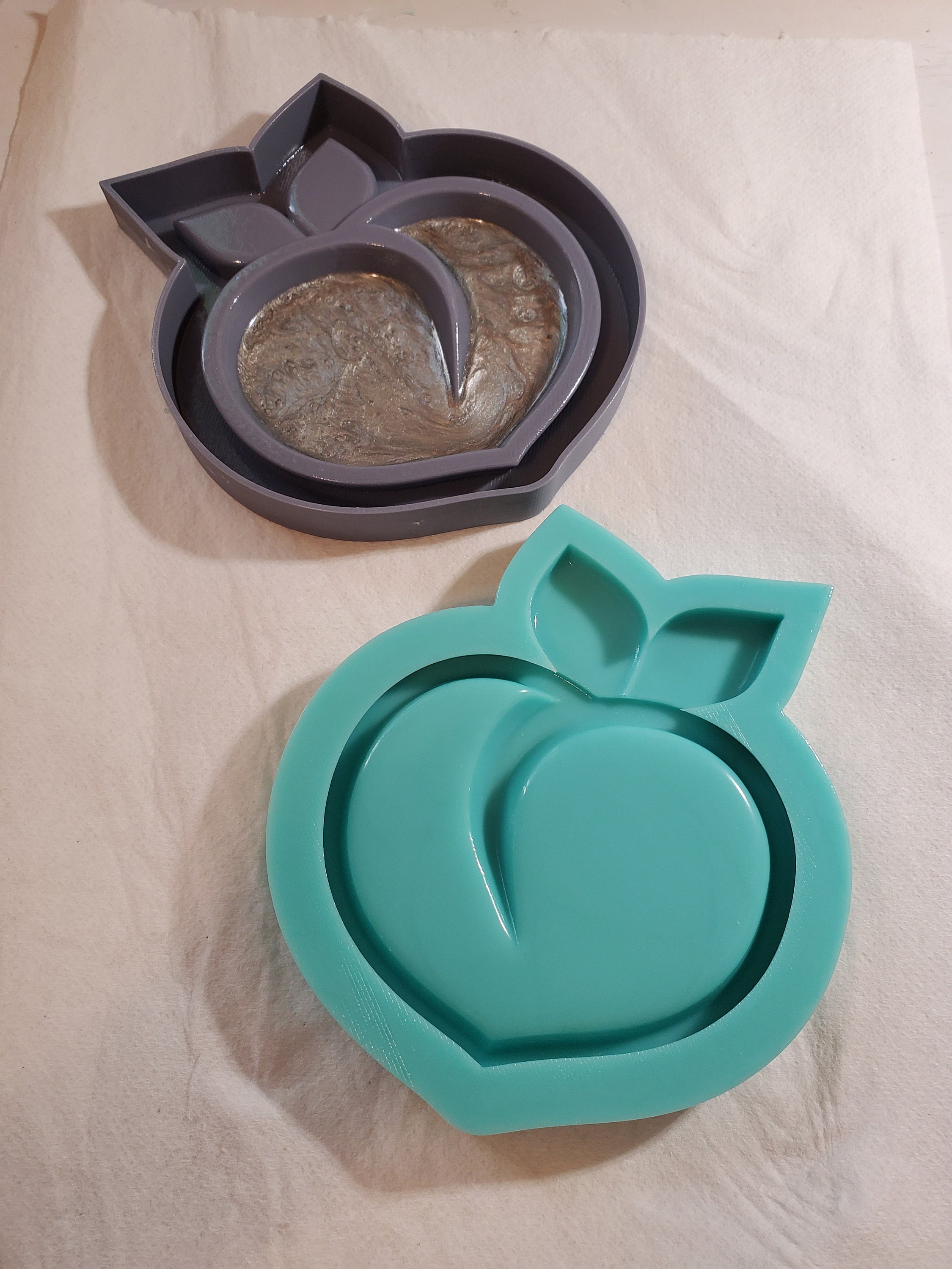 Peach Tray Dish About 4 Inch Puffy Shiny Rounded Silicone Mold | Etsy