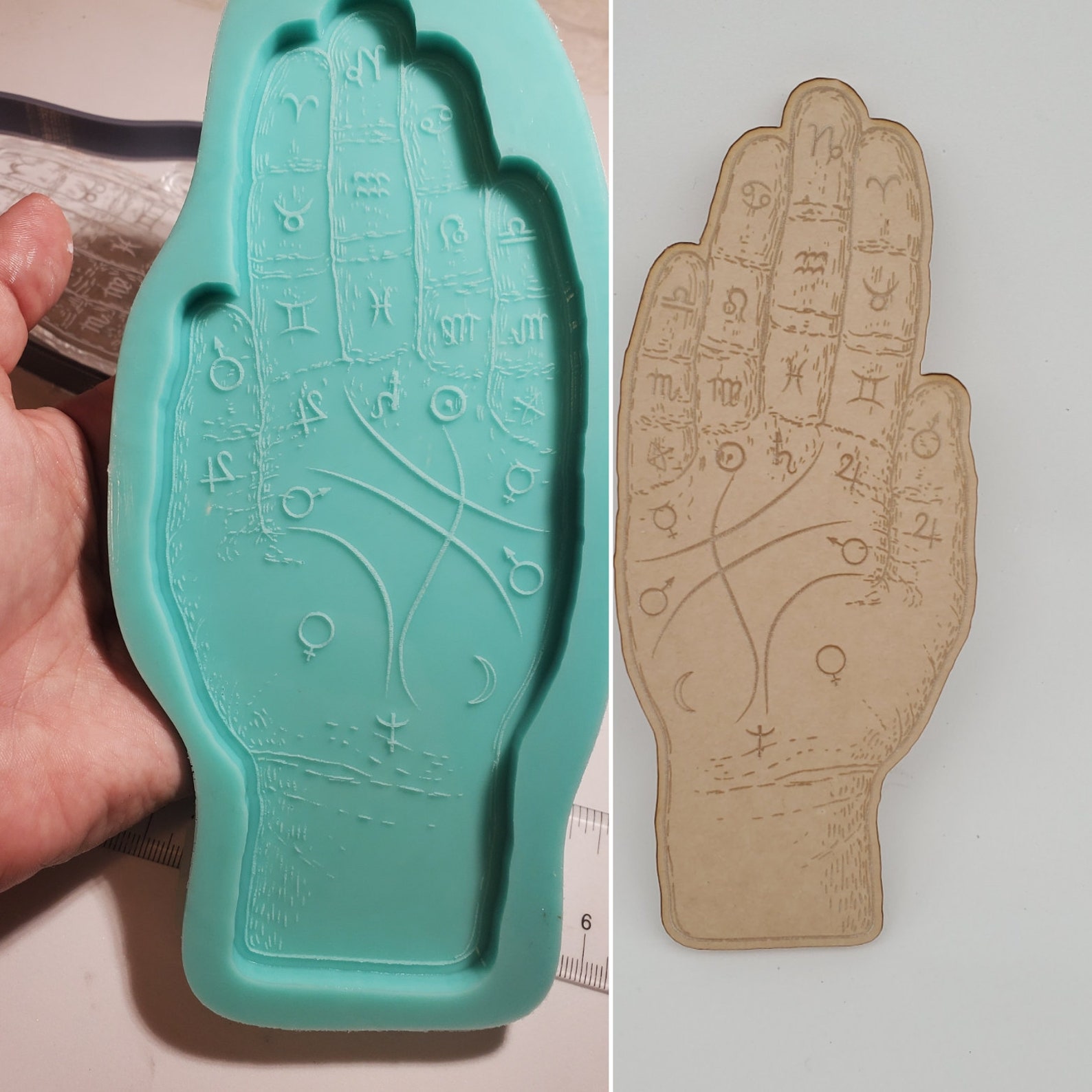 Palmistry Hand Silicone Mold 7 Inch Flat Tray 1/4 Inch Thick - Etsy