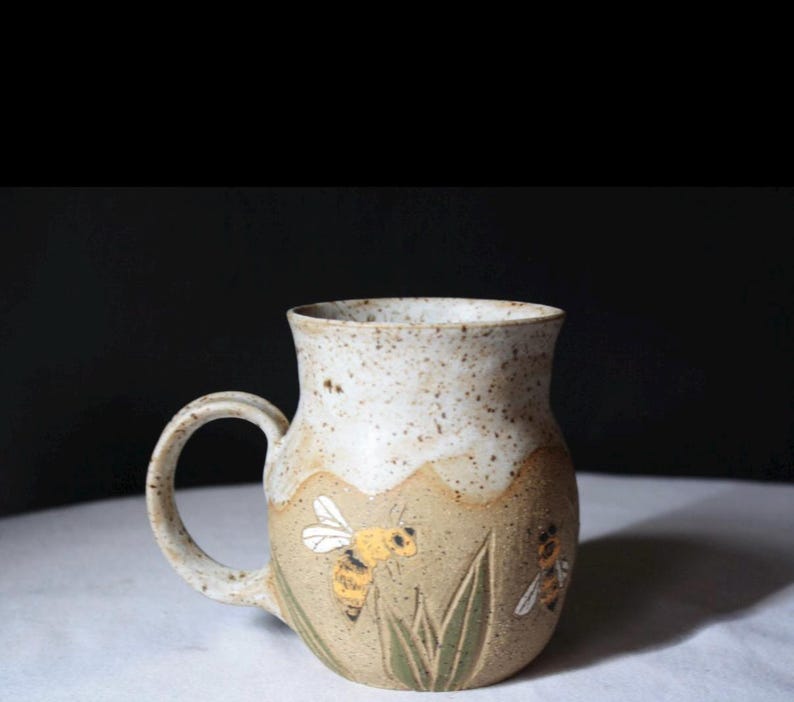 Handmade Ceramic Honey Bee Mug: Pottery Coffee Cup | Spotted Pottery - Etsy