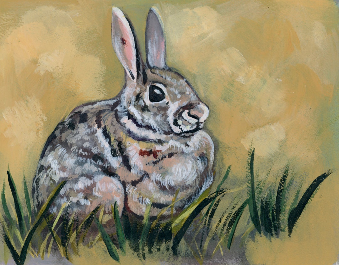 Mustard Yellow Rabbit Art Print Earthy Rabbit Acrylic - Etsy