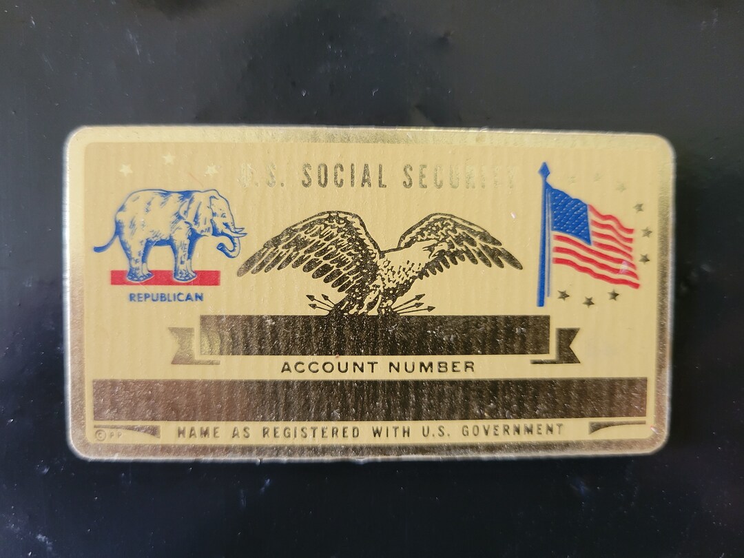 Vintage Perma-plate REPUBLICAN Party Social Security ID Card Aluminum ...