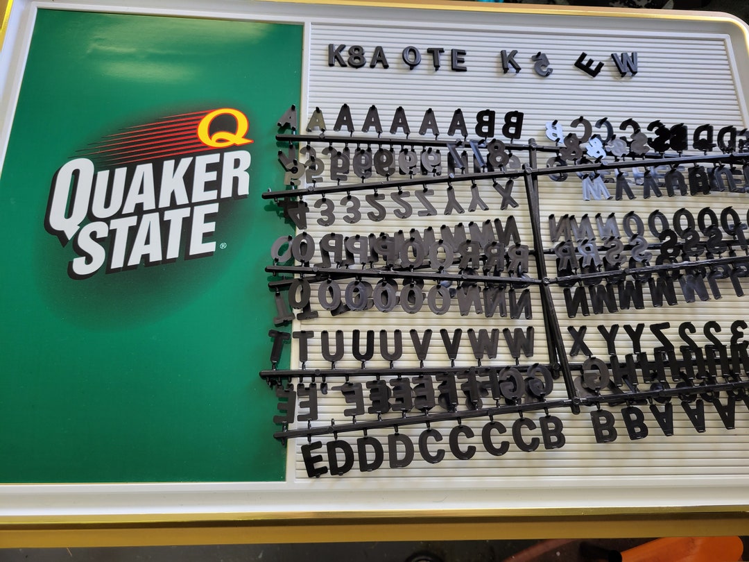 QUACKER STATE Motor Oil Sign / Message Board 20"x30" NOS Complete W ...