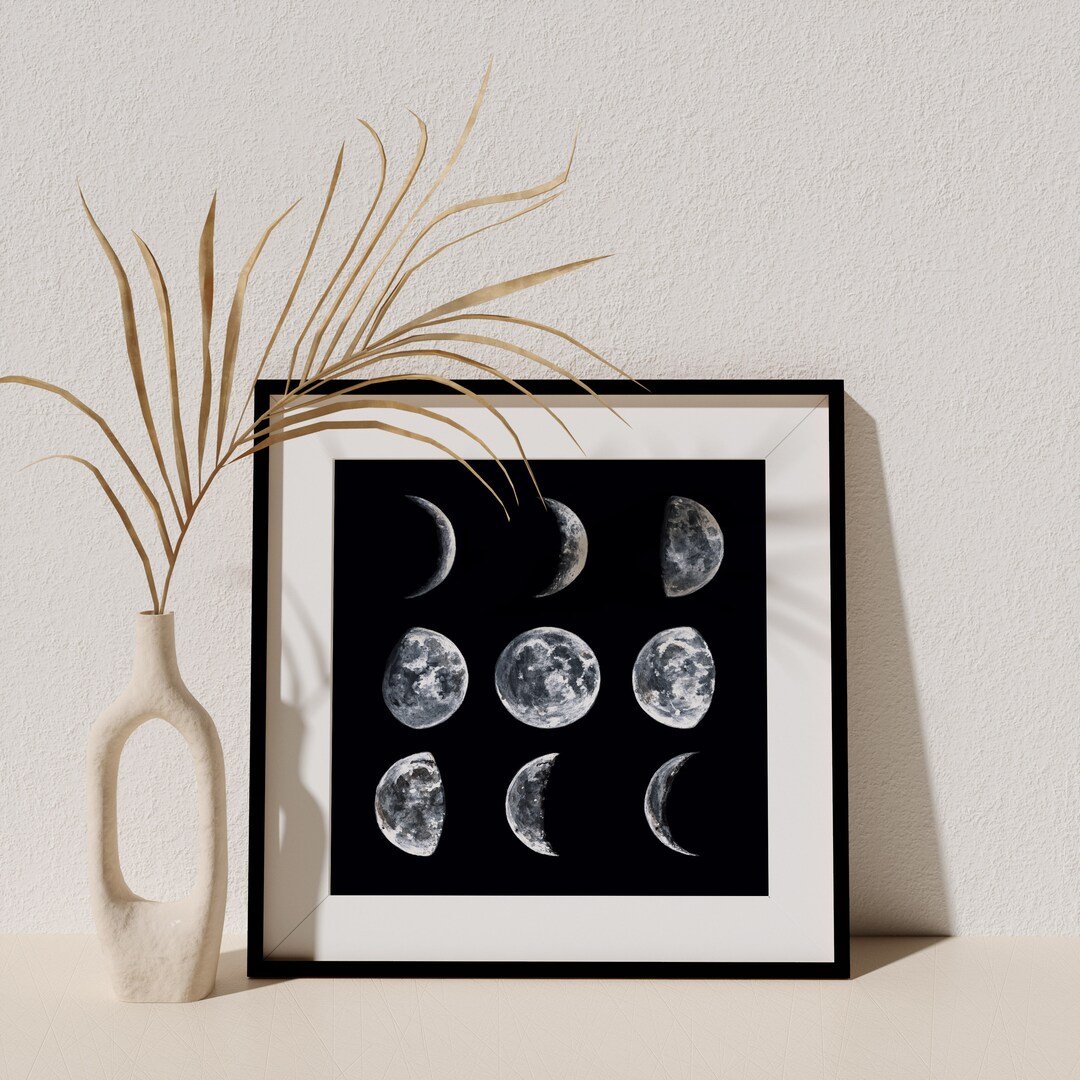 Moon Phases Painting. Signed Art Print - Etsy
