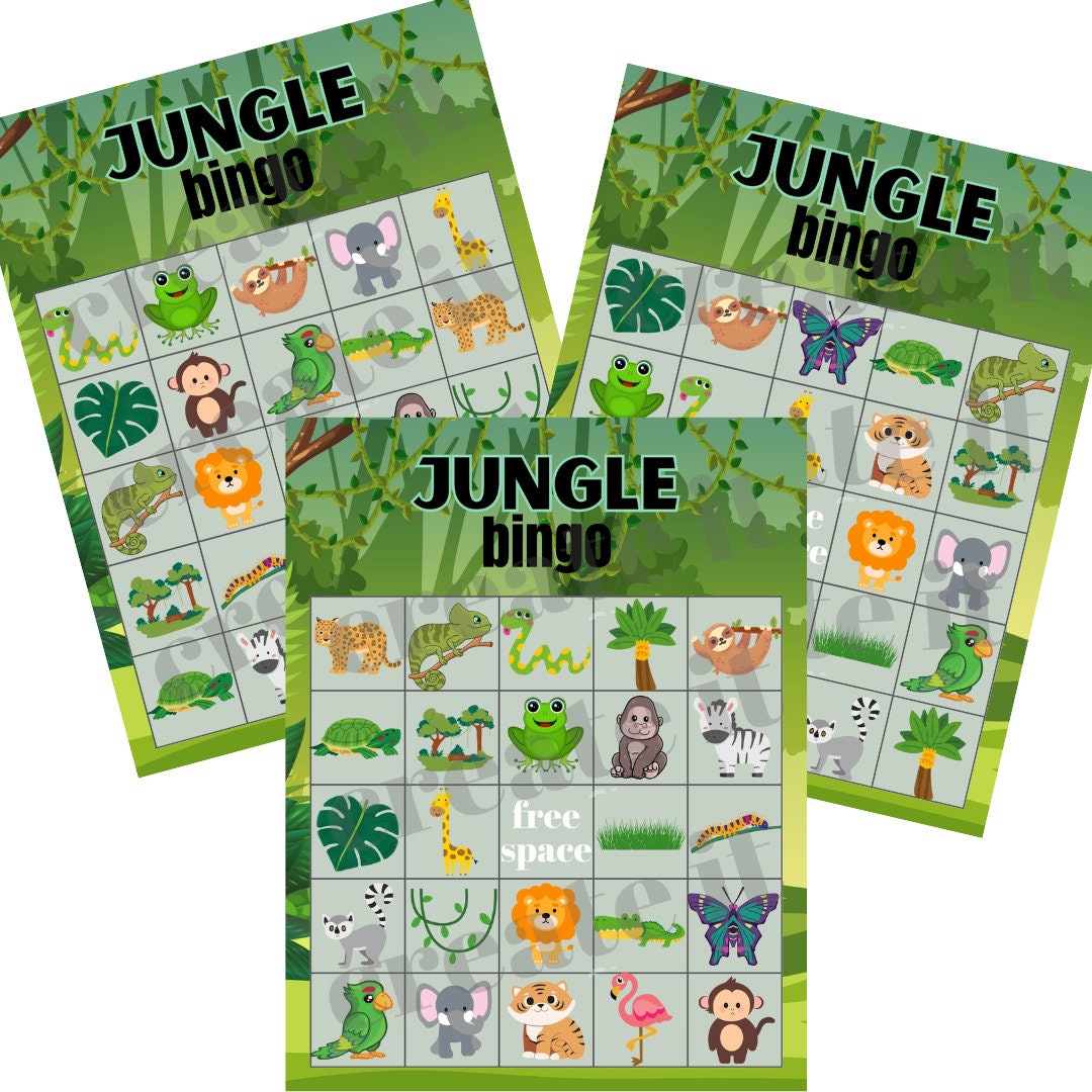 Jungle Themed Printable Bingo Game Digital Download Family Games - Etsy