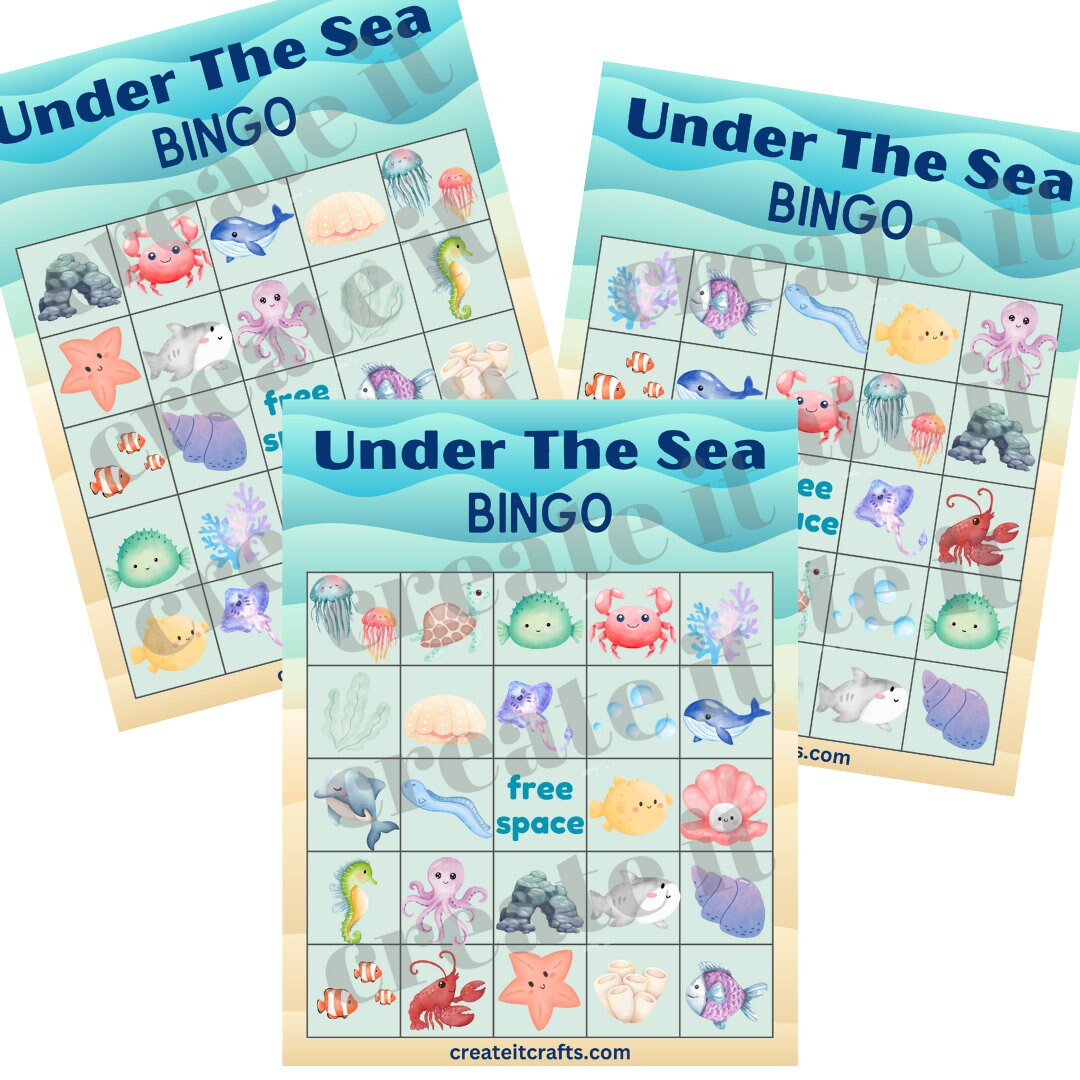 Under the Sea Themed Printable Bingo Game Digital Download Family Games ...