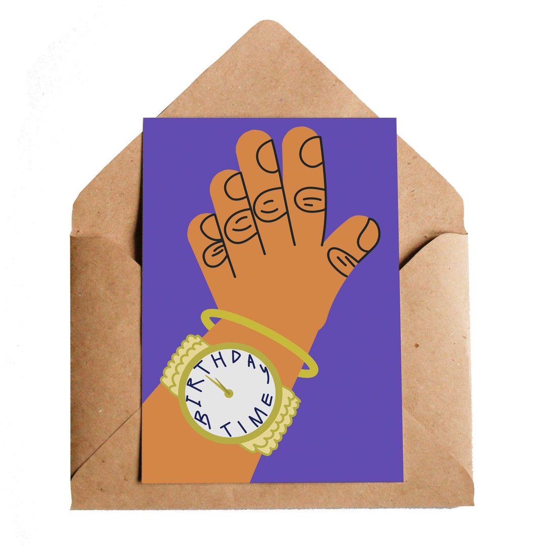 NEW Birthday Time Card, A6 Gold Big Watch Jewellery Cool Timepiece Hand ...