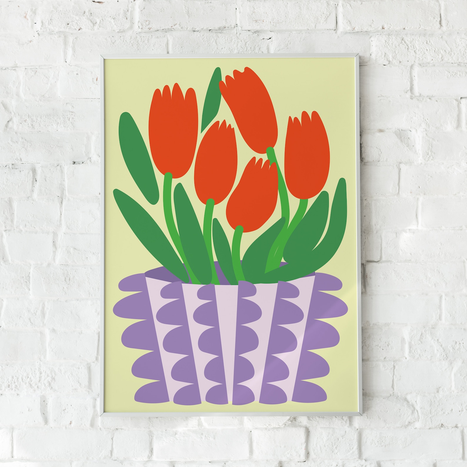 Vase of Tulips - Fine Art Print A4 / A3 | Illustrated Wall Art Flowers ...